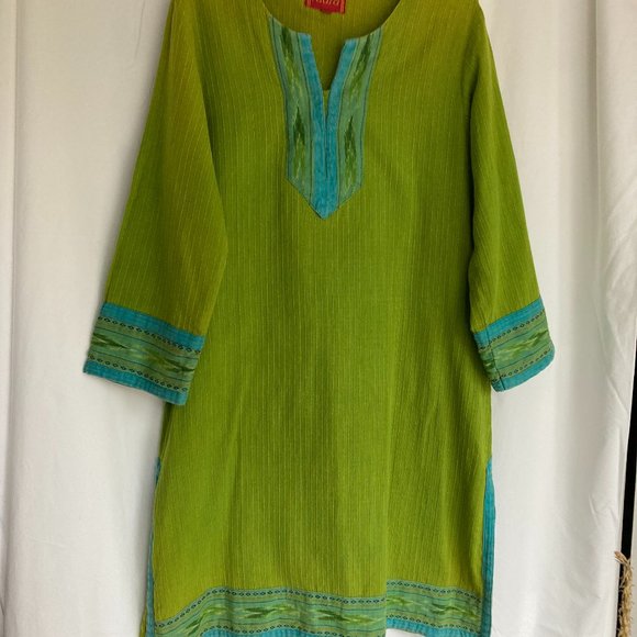 rudra (indian designer) | Kurtas | Indian Long Kurta Top Cotton With ...